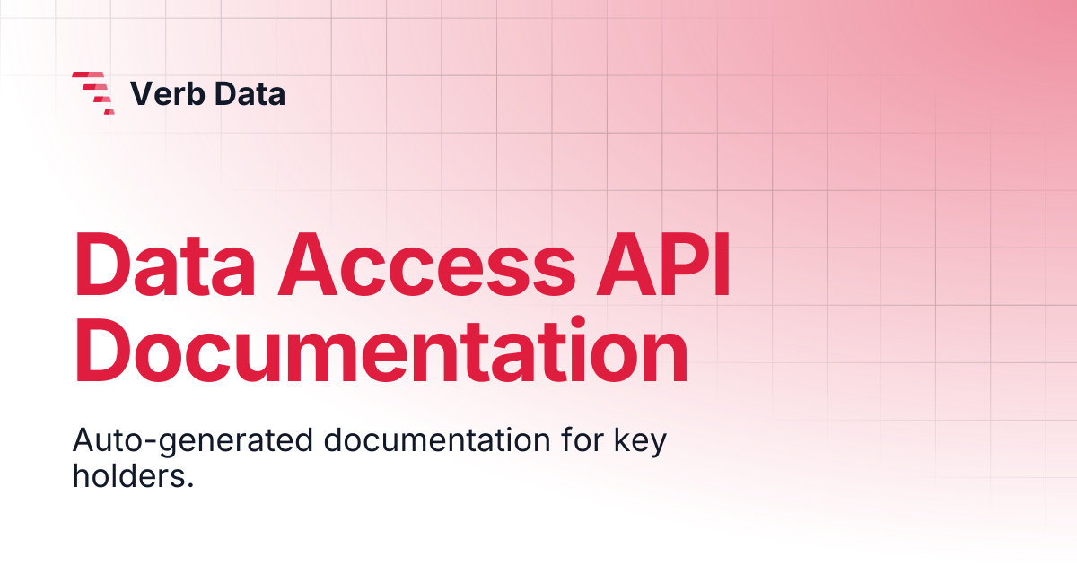 Data Access API Documentation | Verb Data